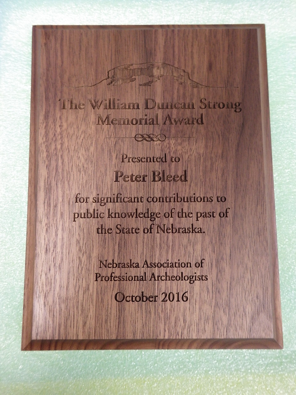 Peter Bleed Receives the William Duncan Strong Award | Nebraska Archaeology